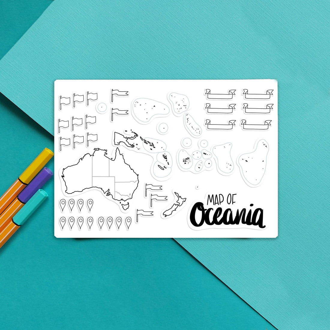 Oceania Map Outline Sticker – Where's Clare